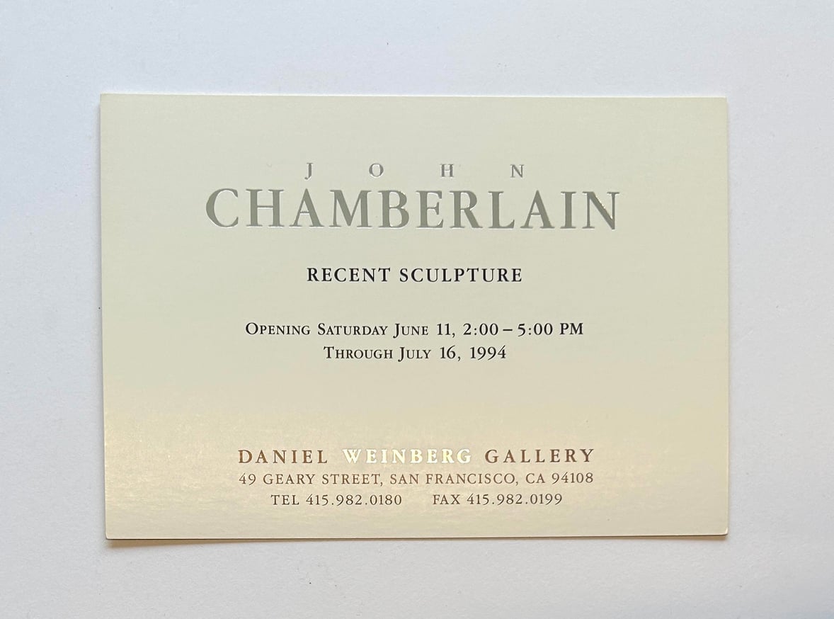 John Chamberlain - John Chamberlain: Recent Sculpture [Exhibition Card ...