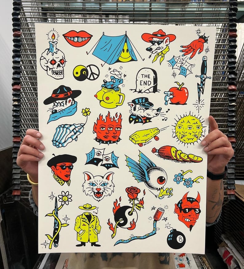 Daniel Shepard Straffon - Color Flash Tattoo Poster - Printed Matter