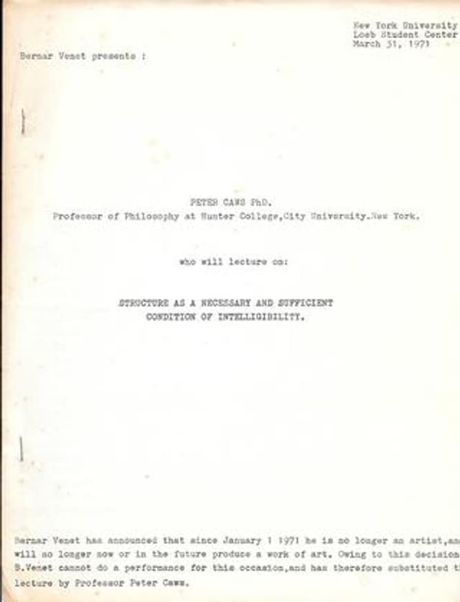 Bernar Venet - Bernar Venet Presents: Peter Caws PhD. - Printed Matter