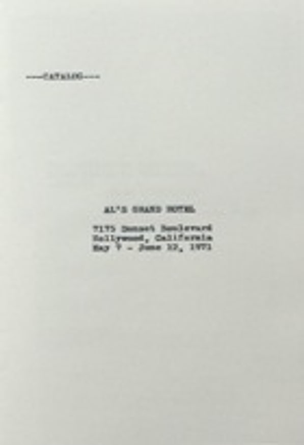Allen Ruppersberg - Al's Grand Hotel - Printed Matter