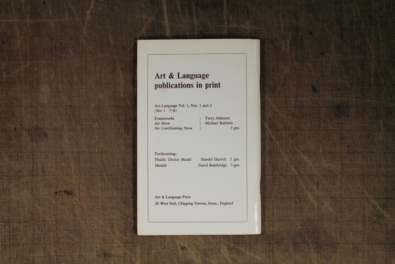 Terry Atkinson, Michael Baldwin, Harold Hurrell, Joseph Kosuth ...