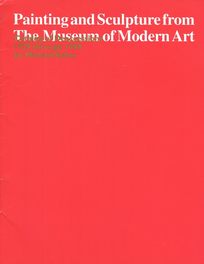 Michael Asher - Painting and Sculpture from the Museum of Modern Art ...