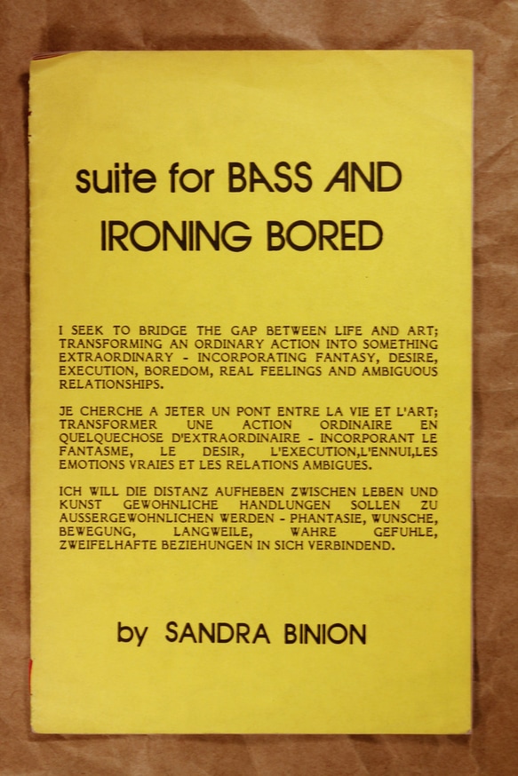 Sandra Binion - Suite for Bass and Ironing Bored - Printed Matter