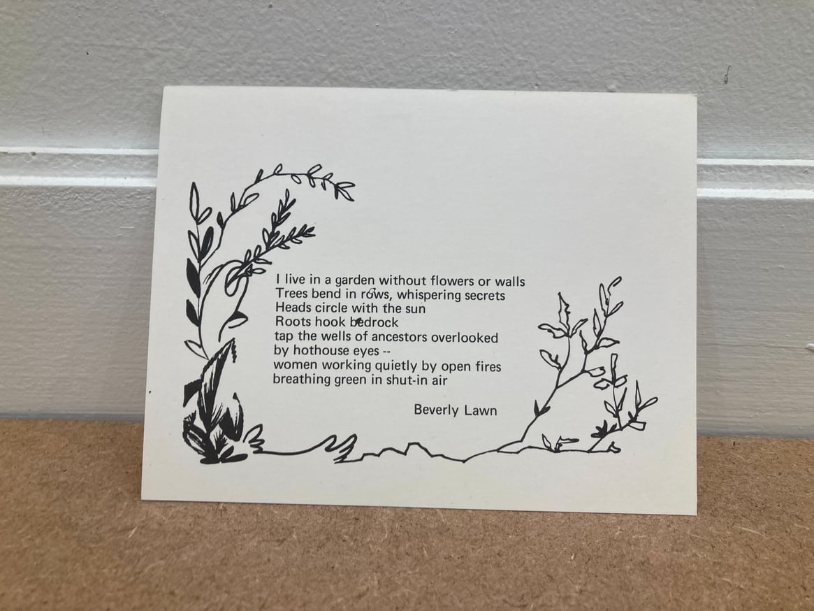 Coco Gordon and Beverly Lawn - "Poem [I live in a garden without ...