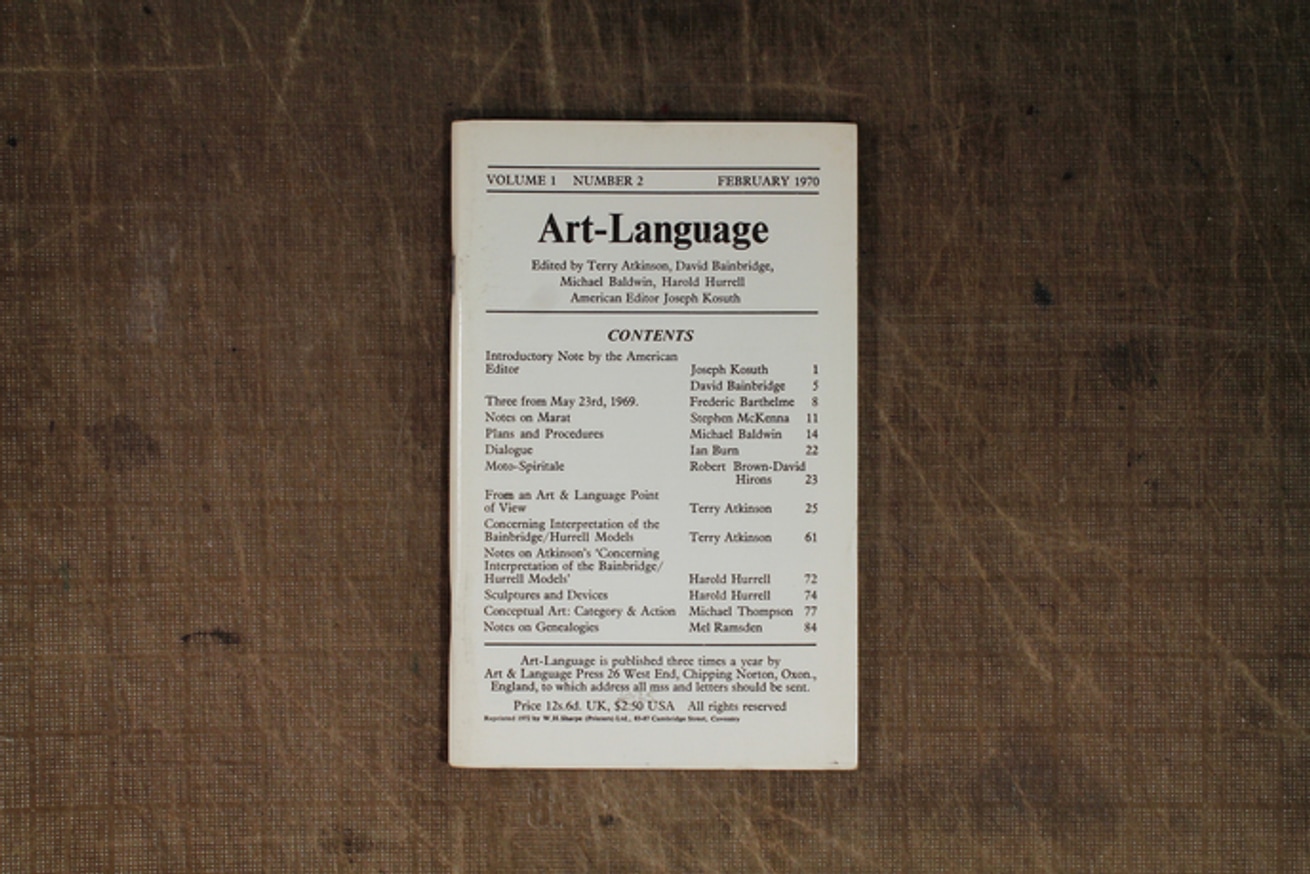 Terry Atkinson, Michael Baldwin, Harold Hurrell, Joseph Kosuth ...